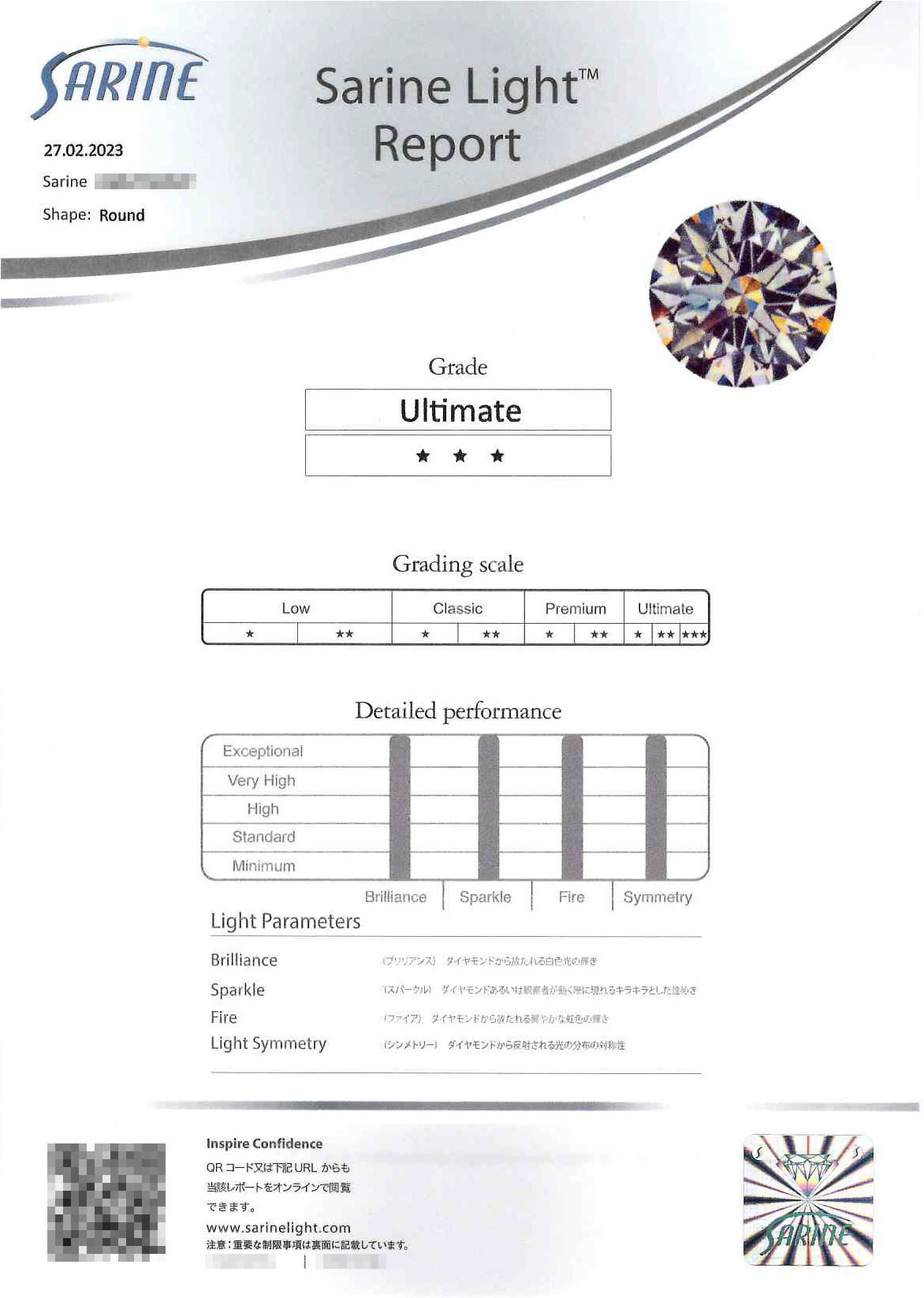 Sarine Light證書怎麼看？帶您了解評價鑽石光芒的Sarine Light證書
